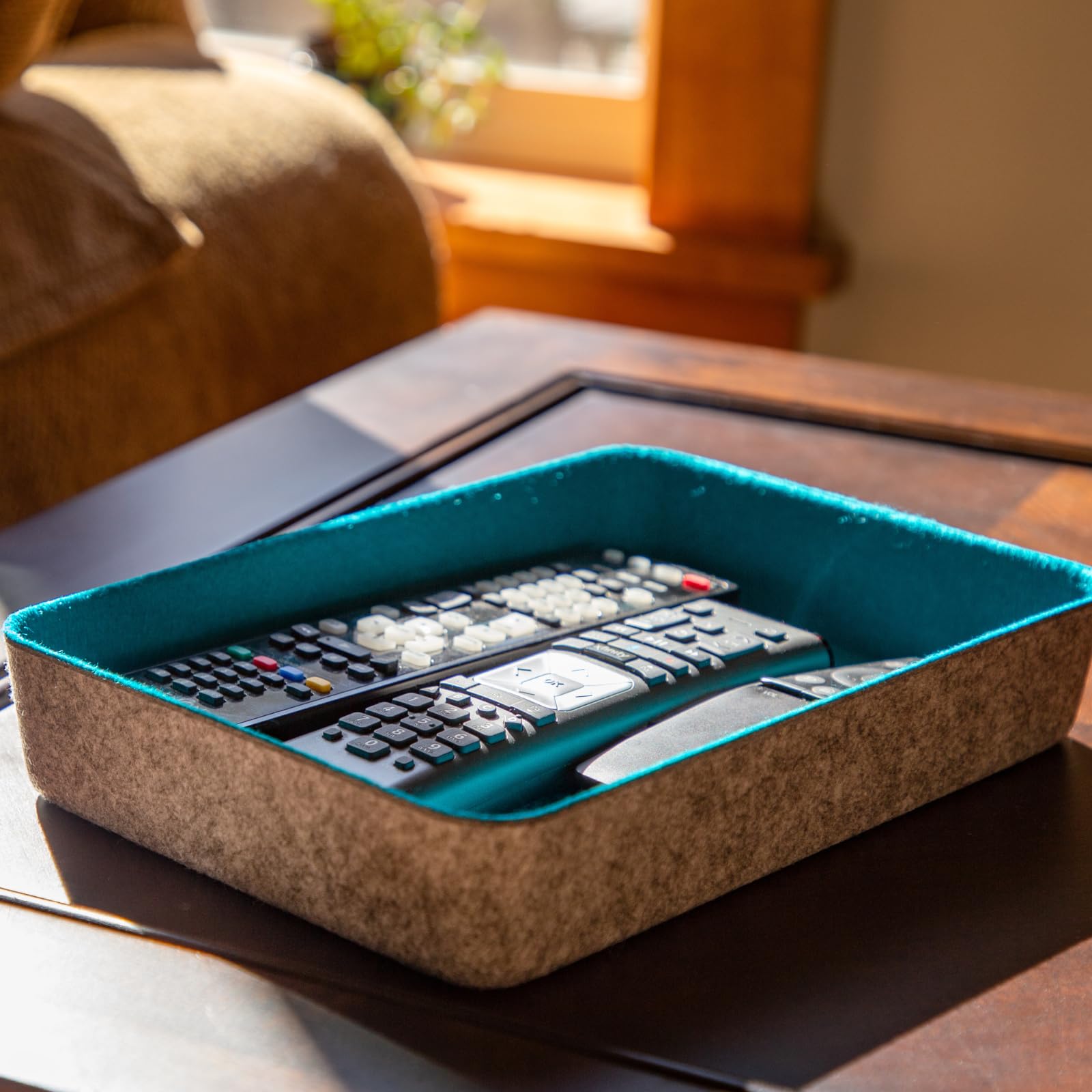 Three by Three Seattle Felt·Like·It! 10.5 x 7.5 Inch Felt Storage Bin for Office, Craft Room, Classroom, Living Room, Bedroom Storage (Charcoal)