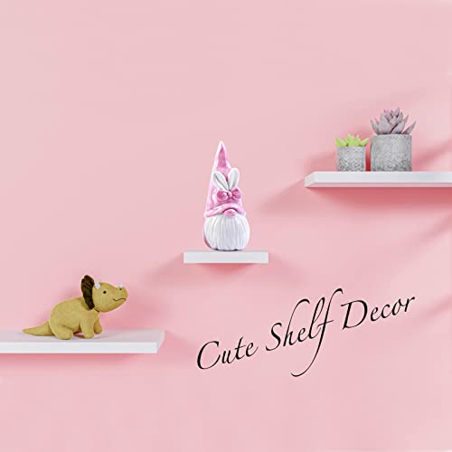 PUDDING CABIN Pink Bunny Gnome Figurine Ring Holder Ring Stand Ring Display Rings Organizer, Cute Gnome Decor for KitchenBathroom Bedroom Beside, Gnome Gifts for Women Girls Birthday, Easter Decor