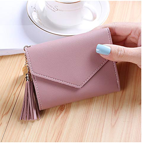 lomaifoer Small Wallet for Women,Ultra Slim Pu Leather Credit Card Holder Clutch Wallets for Women(pink)