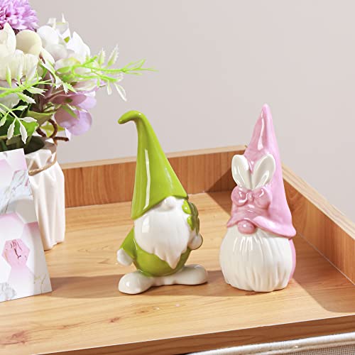 PUDDING CABIN Pink Bunny Gnome Figurine Ring Holder Ring Stand Ring Display Rings Organizer, Cute Gnome Decor for KitchenBathroom Bedroom Beside, Gnome Gifts for Women Girls Birthday, Easter Decor