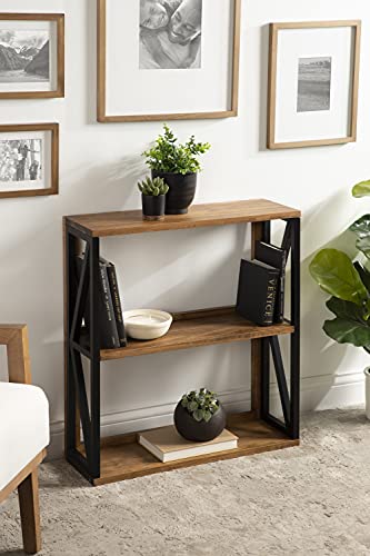 Kate and Laurel Rigby Farmhouse 3-Tier Wall Shelf, 25 x 8 x 28, Rustic Brown and Black, Decorative Modern Floating Shelves for Wall