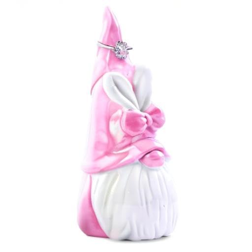 PUDDING CABIN Pink Bunny Gnome Figurine Ring Holder Ring Stand Ring Display Rings Organizer, Cute Gnome Decor for KitchenBathroom Bedroom Beside, Gnome Gifts for Women Girls Birthday, Easter Decor