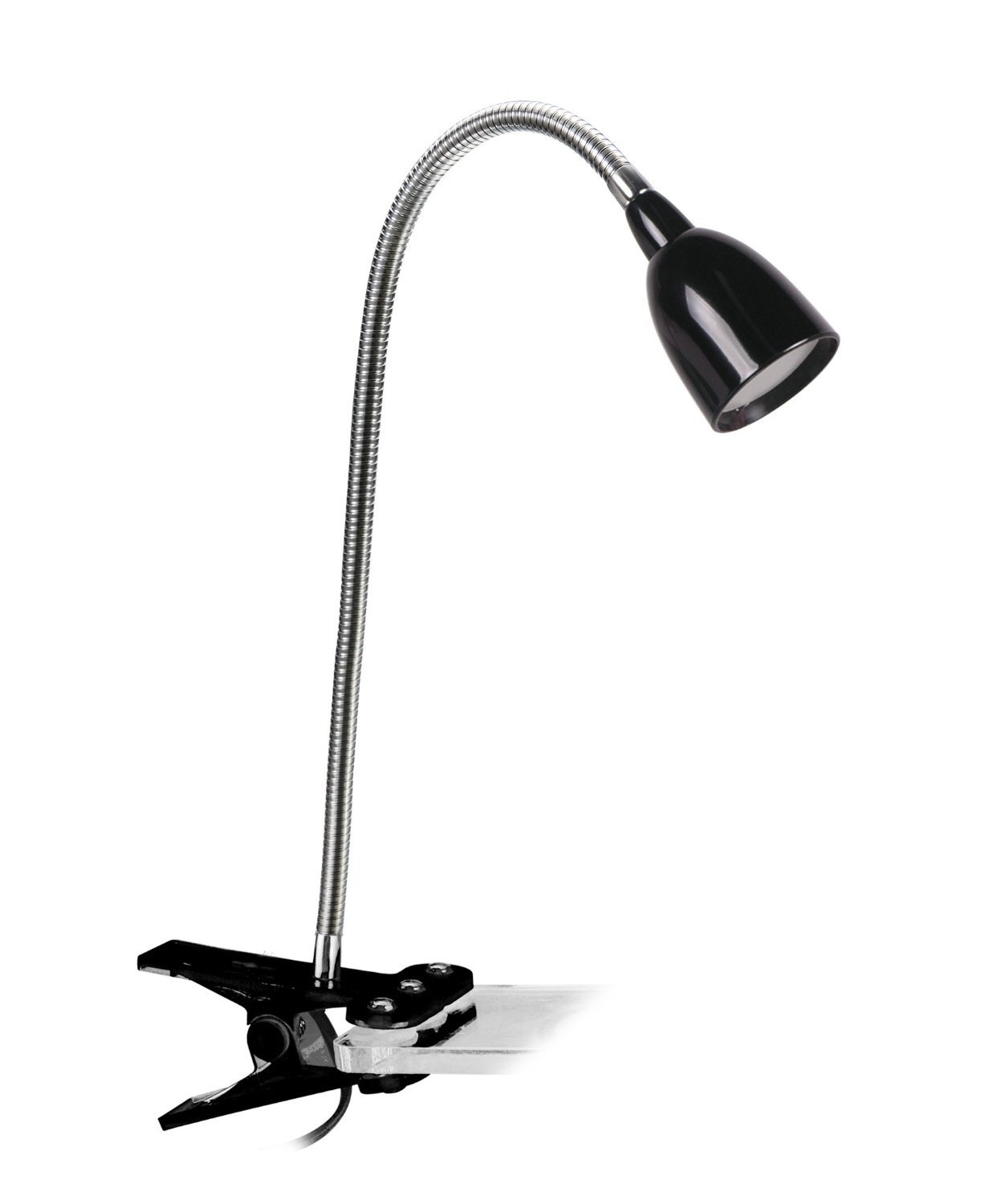 Newhouse Lighting Painted Black Metal Flexible Clamp-Style LED Desk Lamp in 3000K Warm White Color Temperature with Power Adapter and 6 ft. Power Cord
