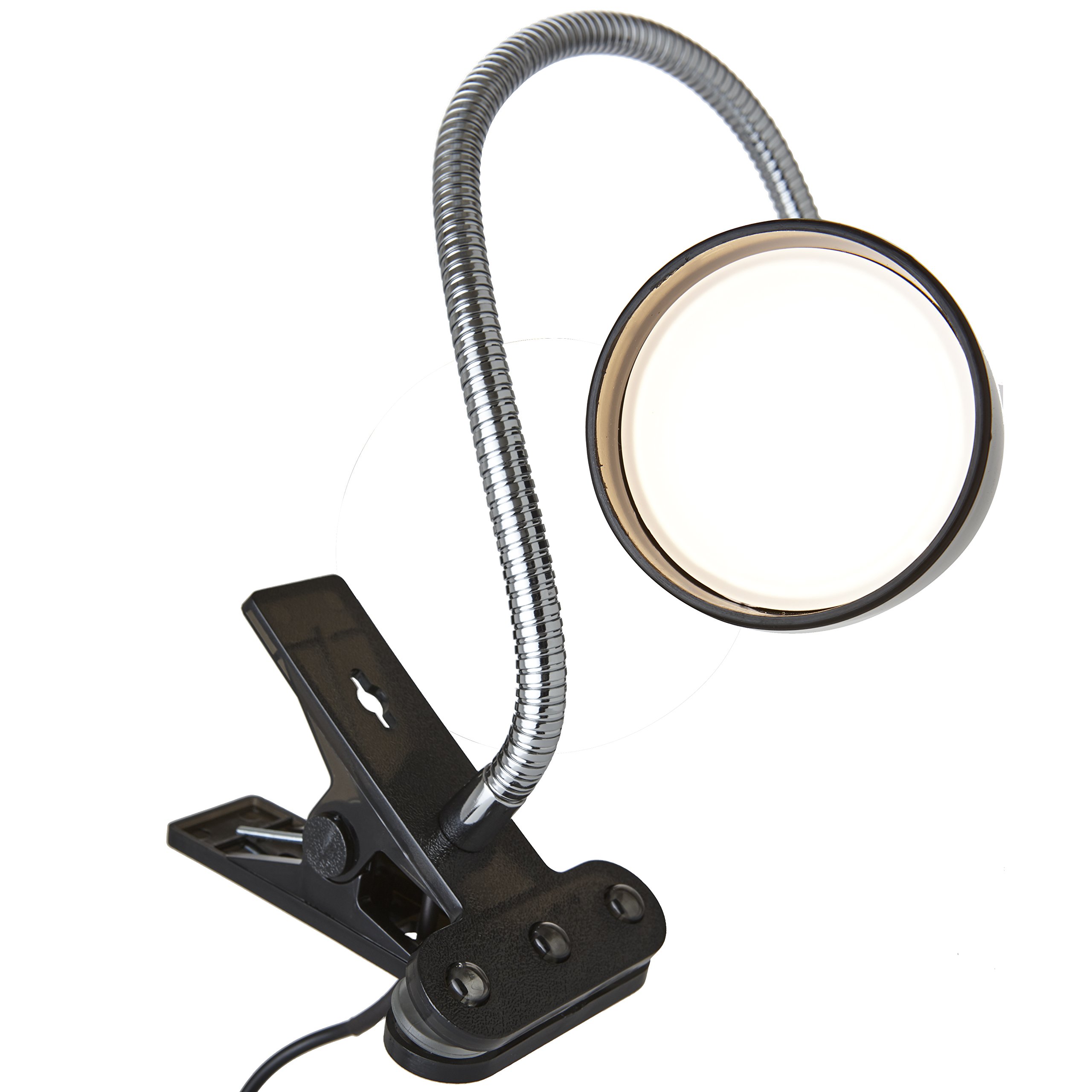 Newhouse Lighting Painted Black Metal Flexible Clamp-Style LED Desk Lamp in 3000K Warm White Color Temperature with Power Adapter and 6 ft. Power Cord