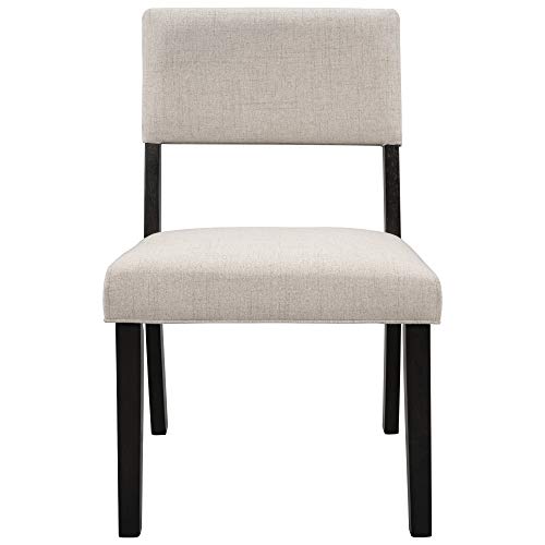 P PURLOVE 5 Pieces Dining Table Set Round Kitchen Table with 4 Upholstered Chairs for Dining Room, Espresso