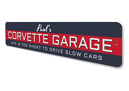 Corvette Garage Sign, Custom Sign for Dad's Corvette Sign, Chevy Garage Decor, Chevy Car Collector Aluminum Sign - 6" x 24"