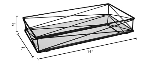 Home Details Tank Matte Black, for Perfume, Jewelry, Toiletries, Bathroom, Coffee Table, Decor Vanity Tray, 14"x 7"x 2"