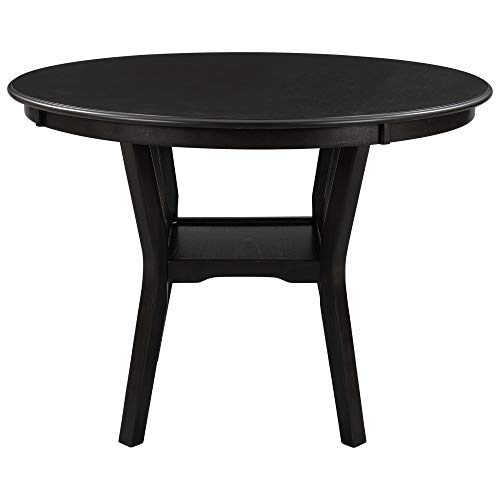 P PURLOVE 5 Pieces Dining Table Set Round Kitchen Table with 4 Upholstered Chairs for Dining Room, Espresso