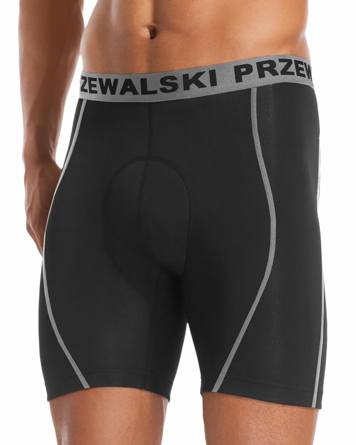 Przewalski Mens Cycling Underwear Shorts 4D Padded Bike Undershorts Bicycle MTB Liner Shorts with Silicone Leg Grippers Grey