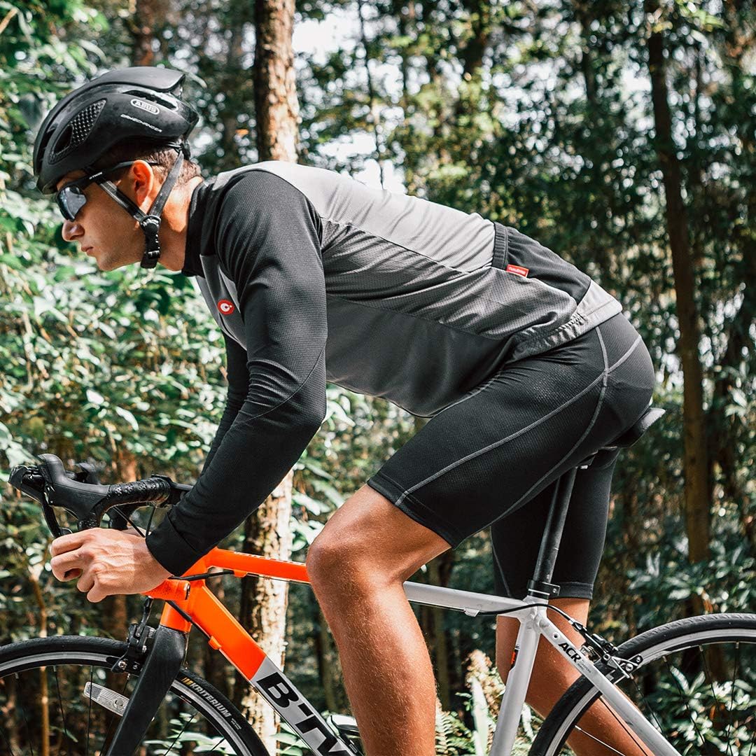 Przewalski Mens Cycling Underwear Shorts 4D Padded Bike Undershorts Bicycle MTB Liner Shorts with Silicone Leg Grippers Grey