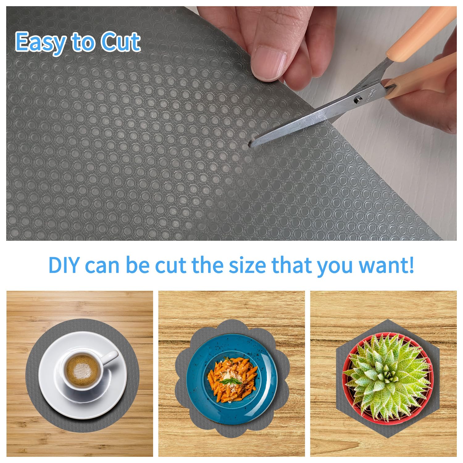 Bloss Plastic Shelf and Drawer Liner Non Adhesive Cupboard Liner Waterproof Shelf Liners for Cabinets, Storage, Desks, Bathroom, Kitchen - Grey 17.7"×59"
