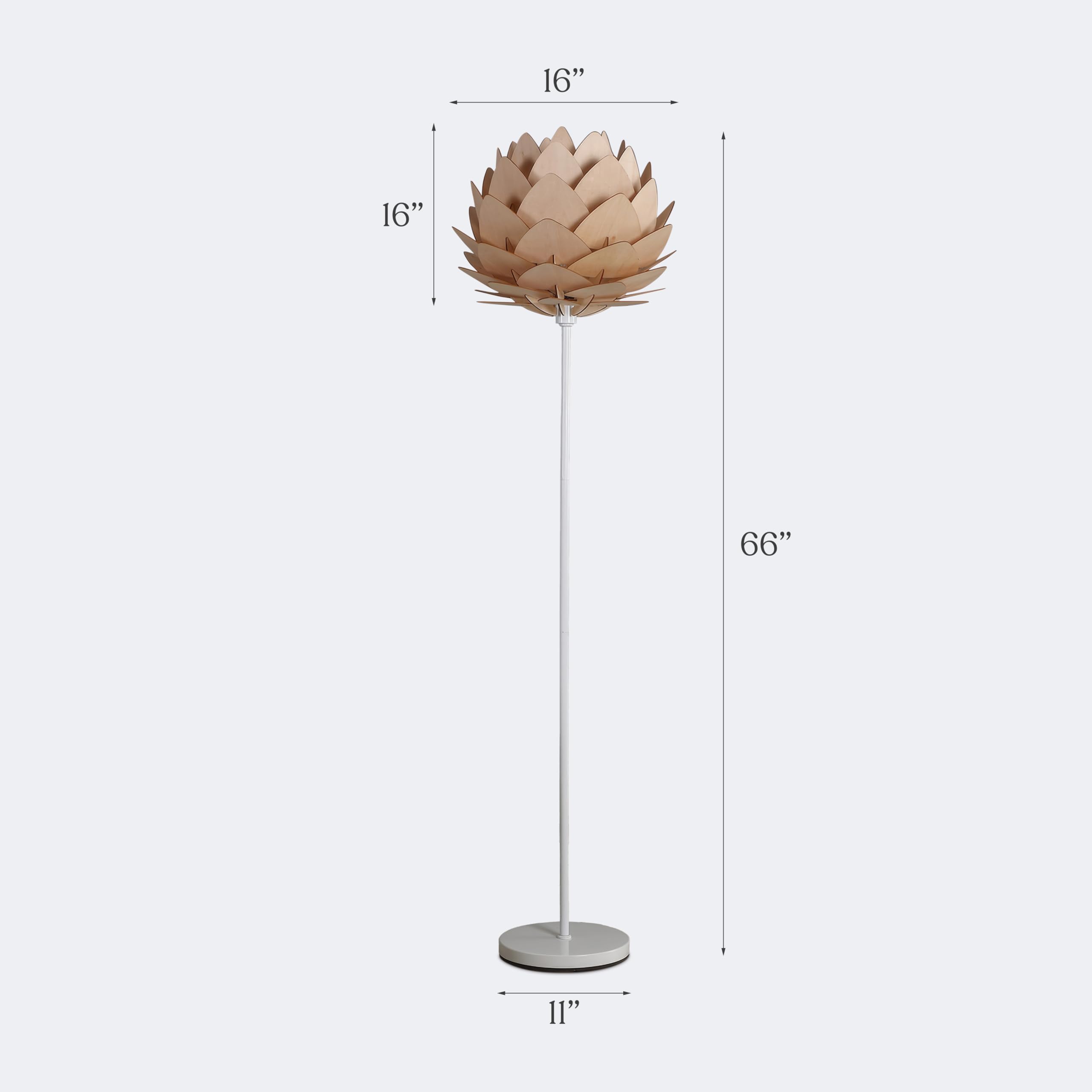 Brightech Artichoke LED Floor Lamp, Great Living Room Décor, Modern Lamp for Living Rooms & Offices, Bohemian Standing Lamp for Bedroom Reading, Tall Lamp with Multi-Panel Wooden Shade