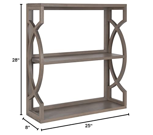 Kate and Laurel Raines Farmhouse 3-Tier Wall Shelf, 25 x 8 x 28, Gray, Decorative Floating Shelves for Wall