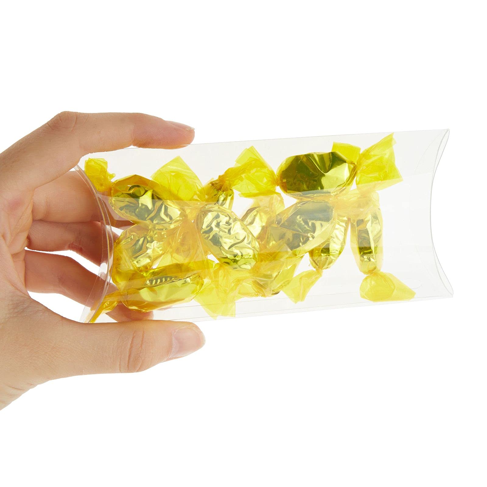 BLUE PANDA Small Clear Pillow Boxes for Gifts, Birthday Party Favors (5.5 x 2.75 In, 50 Pack)