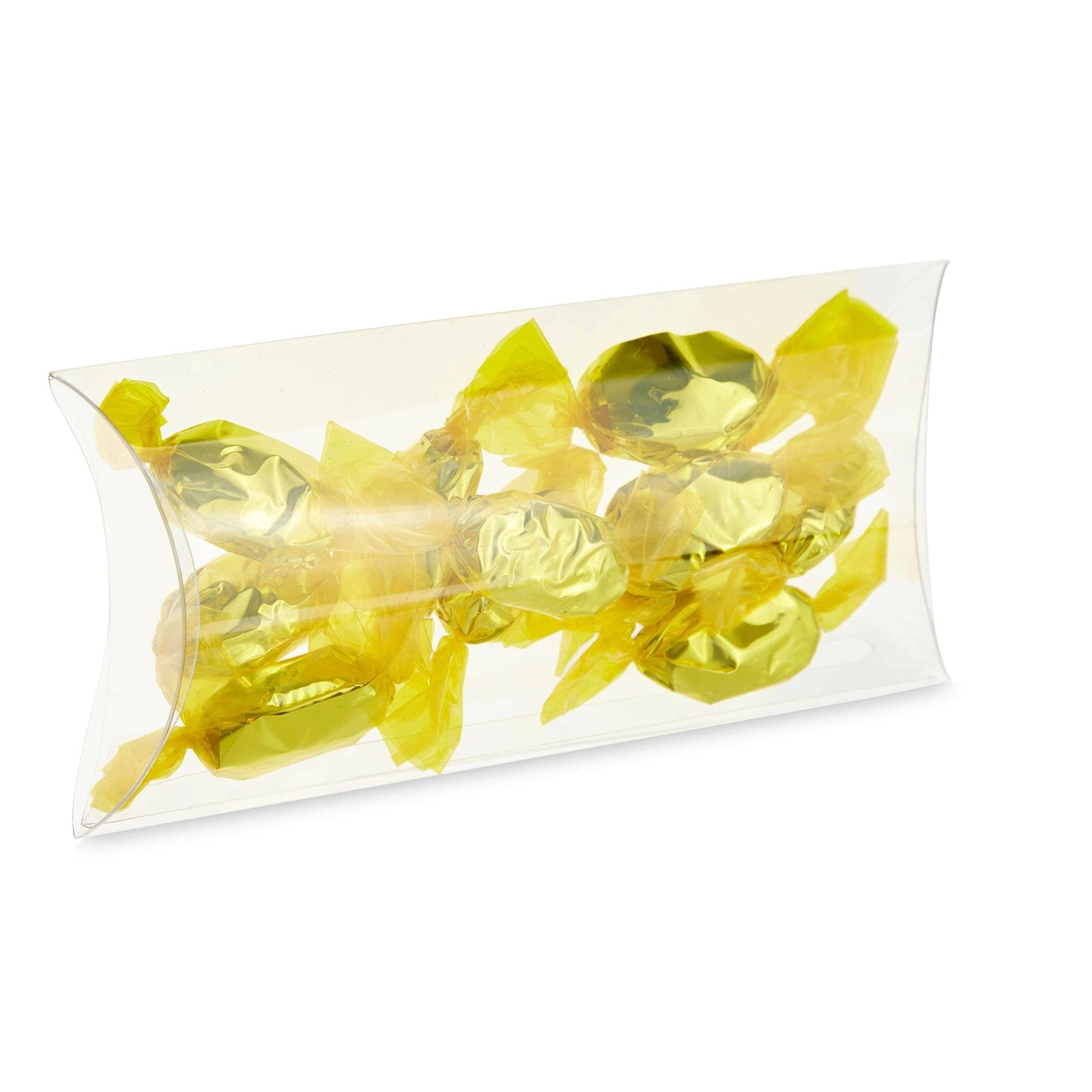 BLUE PANDA Small Clear Pillow Boxes for Gifts, Birthday Party Favors (5.5 x 2.75 In, 50 Pack)