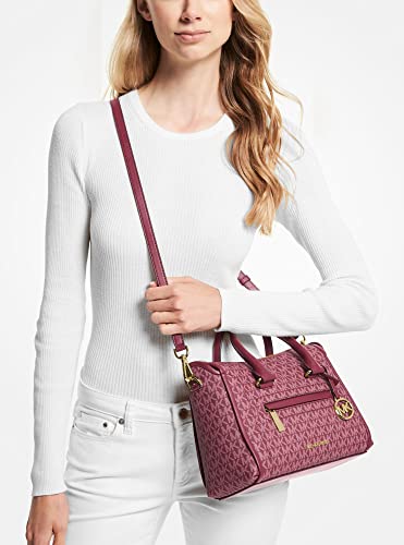 Michael Kors Carine Leather Medium Satchel, Vanilla/Soft Pink