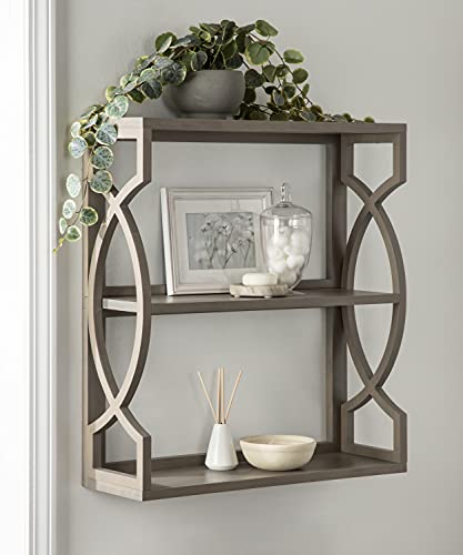 Kate and Laurel Raines Farmhouse 3-Tier Wall Shelf, 25 x 8 x 28, Gray, Decorative Floating Shelves for Wall