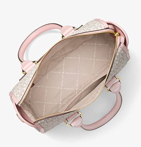 Michael Kors Carine Leather Medium Satchel, Vanilla/Soft Pink