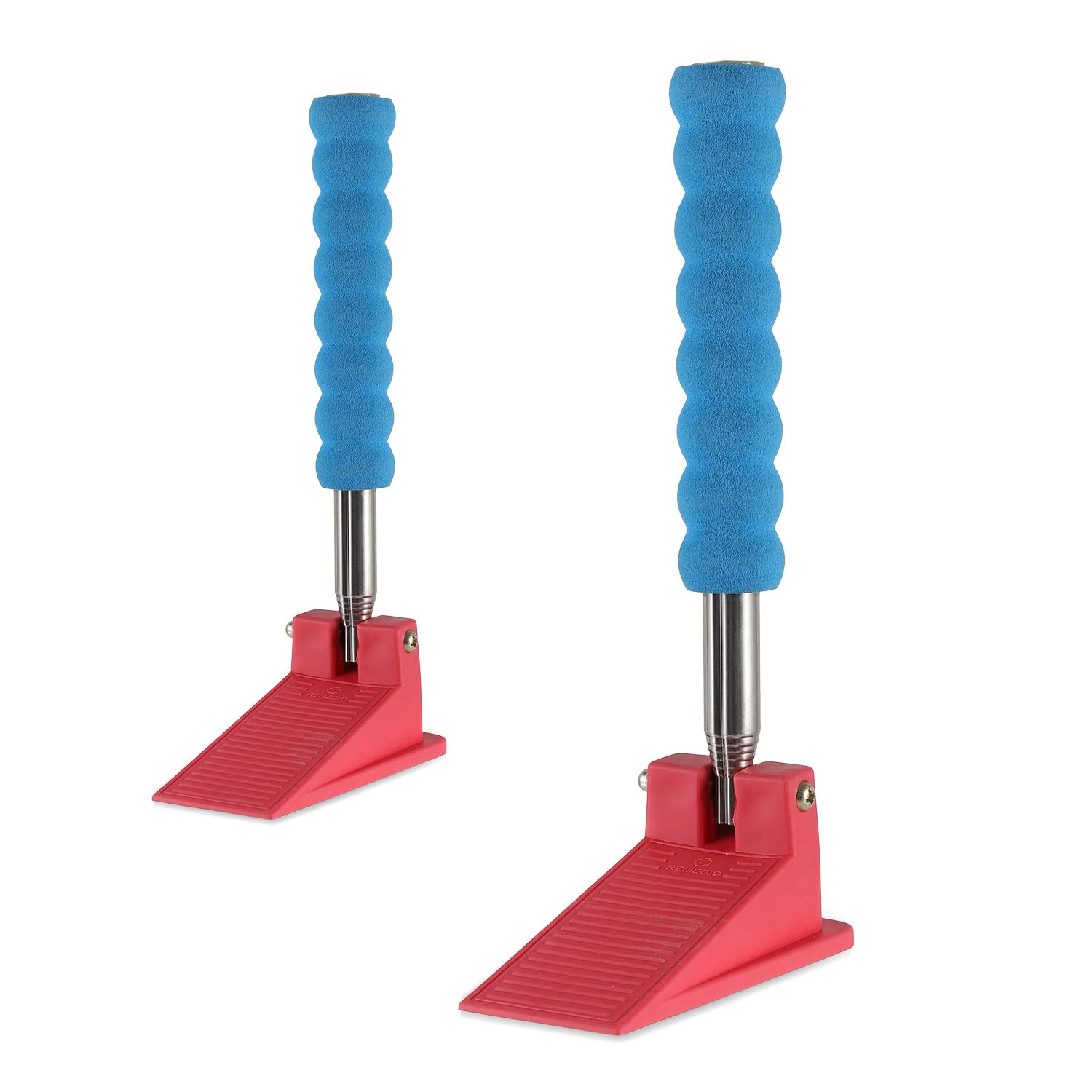 Remedic Telescopic Door Stopper Set of 2 Long Extendable Handle Rubber Wedge Security Door Stops Works on All Floor Types (2 Packs)