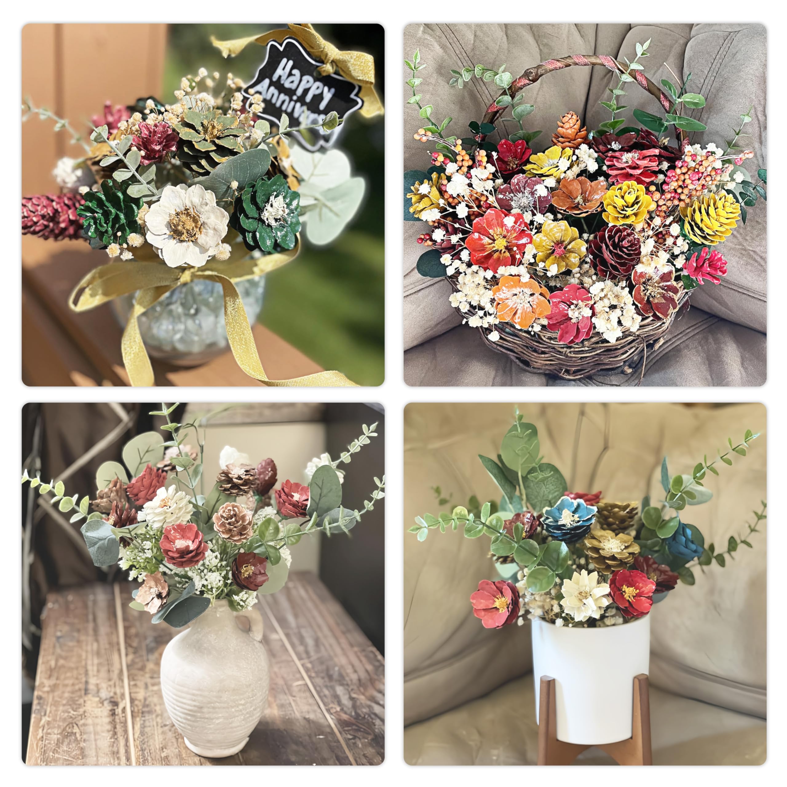 Tiyard 18pcs Eucalyptus Stems Artificial Eucalyptus Leaves Stems Real Grey Green Touch Leaf Branches for Home Office Flowers Bouquet Centerpiece Wedding Decoration