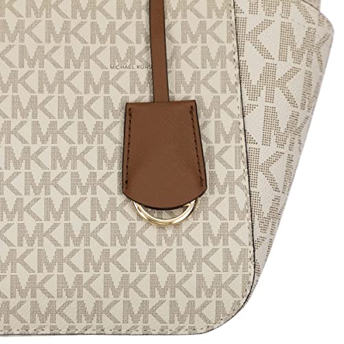 Michael Kors Jet Set Travel Large Chain Shoulder Tote Vanilla MK Signature Logo