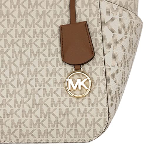 Michael Kors Jet Set Travel Large Chain Shoulder Tote Vanilla MK Signature Logo