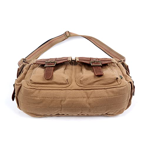 TSD Brand Turtle Ridge Canvas Mail Bag (Camel)