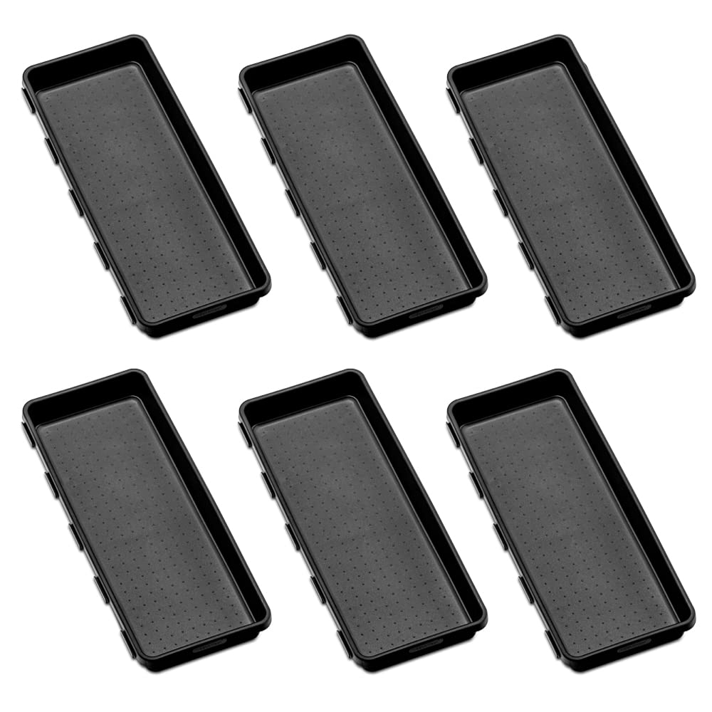 madesmart Antimicrobial 9 x 3 Interlocking Pop in Customizable Multi-Purpose Drawer, One Home Organization, EPA Certified, Pack of 6, Carbon