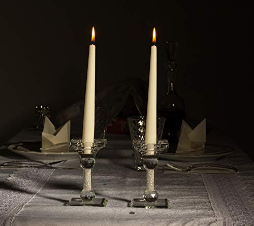 Hyoola Tall Taper Candles - Tapered Candles - Ivory Dripless Candle Sticks - 8 Inch (20cm) - 7 Hour Burn Time (30-Pack)