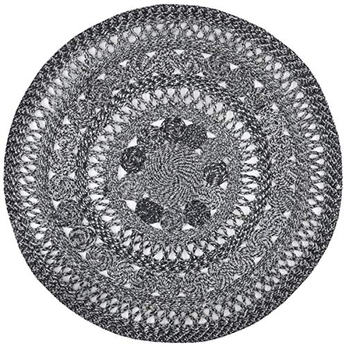 SAFAVIEH Cape Cod Collection 3' Round Charcoal CAP222H Handmade Braided Area Rug