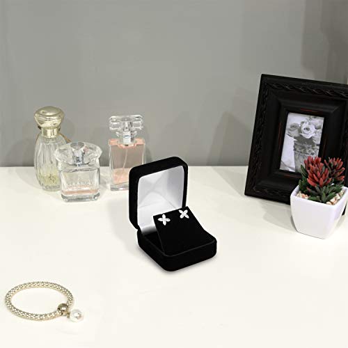 Mooca 2 Pcs Premium Soft Short-Nap Velveteen Covered Metal Earring Box, Jewelry Gift Box, Earring Organizer with 2 Pieces Packers, 1 7/8" W x 2 1/8" D x 1 1/2" H