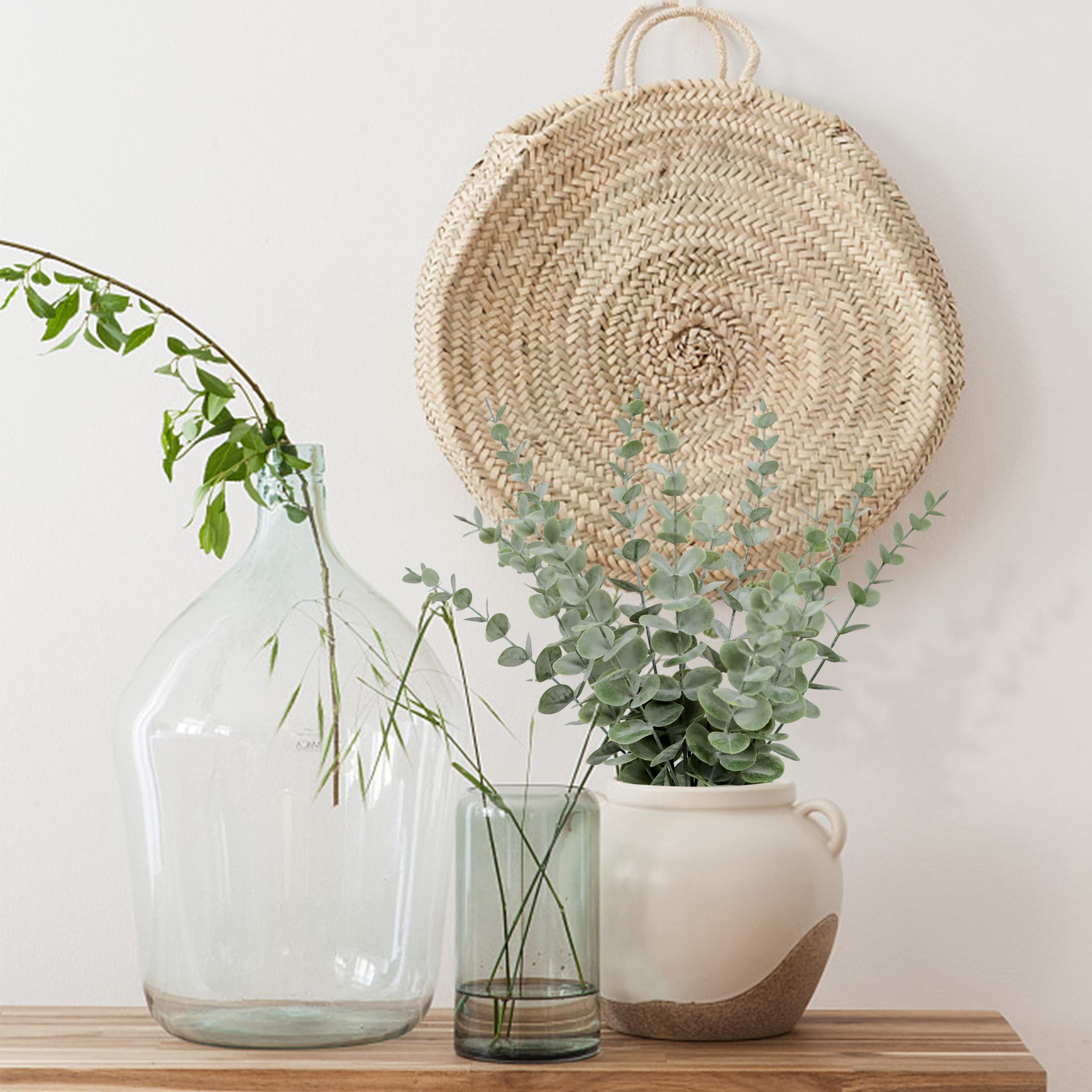 Tiyard 18pcs Eucalyptus Stems Artificial Eucalyptus Leaves Stems Real Grey Green Touch Leaf Branches for Home Office Flowers Bouquet Centerpiece Wedding Decoration