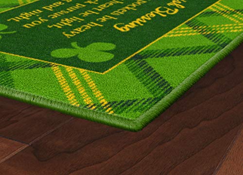 Brumlow MILLS Irish Blessing St. Patricks's Day Lucky Shamrock Washable Festive Print Indoor/Outdoor Rug for Living or Bedroom Carpet, Dining Area, Kitchen or Front Door Mat, 20" x 34"