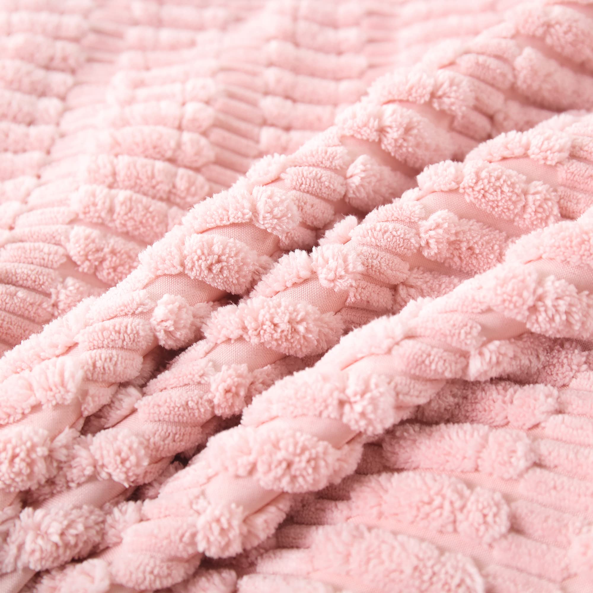 Set of 2 Decorative Throw Pillow Covers 18x18 Inch for Living Room Couch Bed Sofa, Boho Striped Corduroy Square Cushion Case Farmhouse Home Decor, Pink