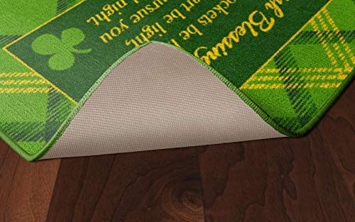 Brumlow MILLS Irish Blessing St. Patricks's Day Lucky Shamrock Washable Festive Print Indoor/Outdoor Rug for Living or Bedroom Carpet, Dining Area, Kitchen or Front Door Mat, 20" x 34"