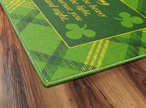 Brumlow MILLS Irish Blessing St. Patricks's Day Lucky Shamrock Washable Festive Print Indoor/Outdoor Rug for Living or Bedroom Carpet, Dining Area, Kitchen or Front Door Mat, 20" x 34"
