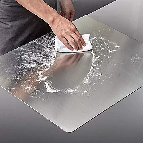 KORVOS 304 Cutting Boards, Large Stainless Steel Cutting Chopping Boards, Heavy Duty Baking Board with Lip for Kitchen, Pastry Board for Meat, Vegetables, Bread (size:23.6" X 19.6")