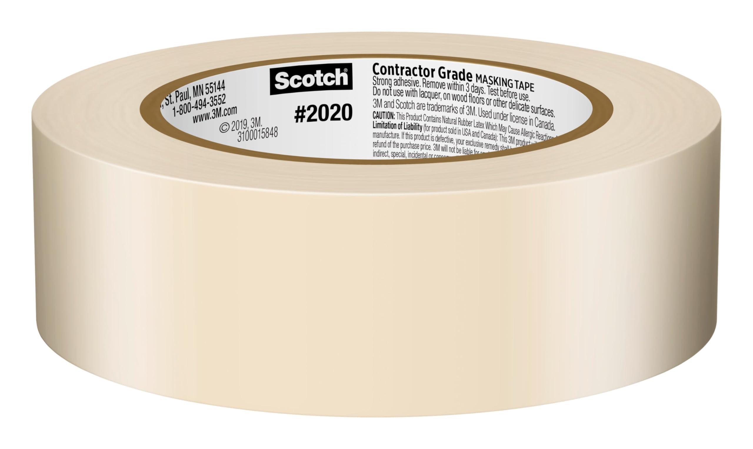 Scotch Contractor Grade Masking Tape, Tan, Tape for General Use, Multi-Surface Adhesive Tape, 1.41 Inches x 60.1 Yards, 6 Rolls
