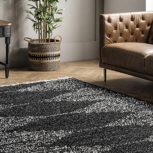 nuLOOM Sadie Moroccan Diamond Tassel Shag Area Rug, 3' x 5', Black