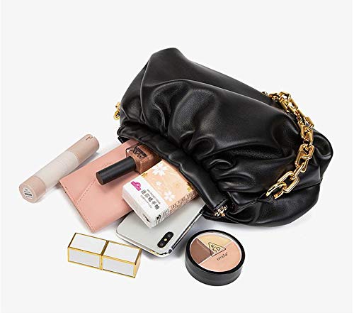 Women's Chain Pouch Bag Cloud-Shaped Dumpling Clutch Purse Ruched Fashion Trendy Shoulder Crossbody Handbag Chain Link Bag (Green)
