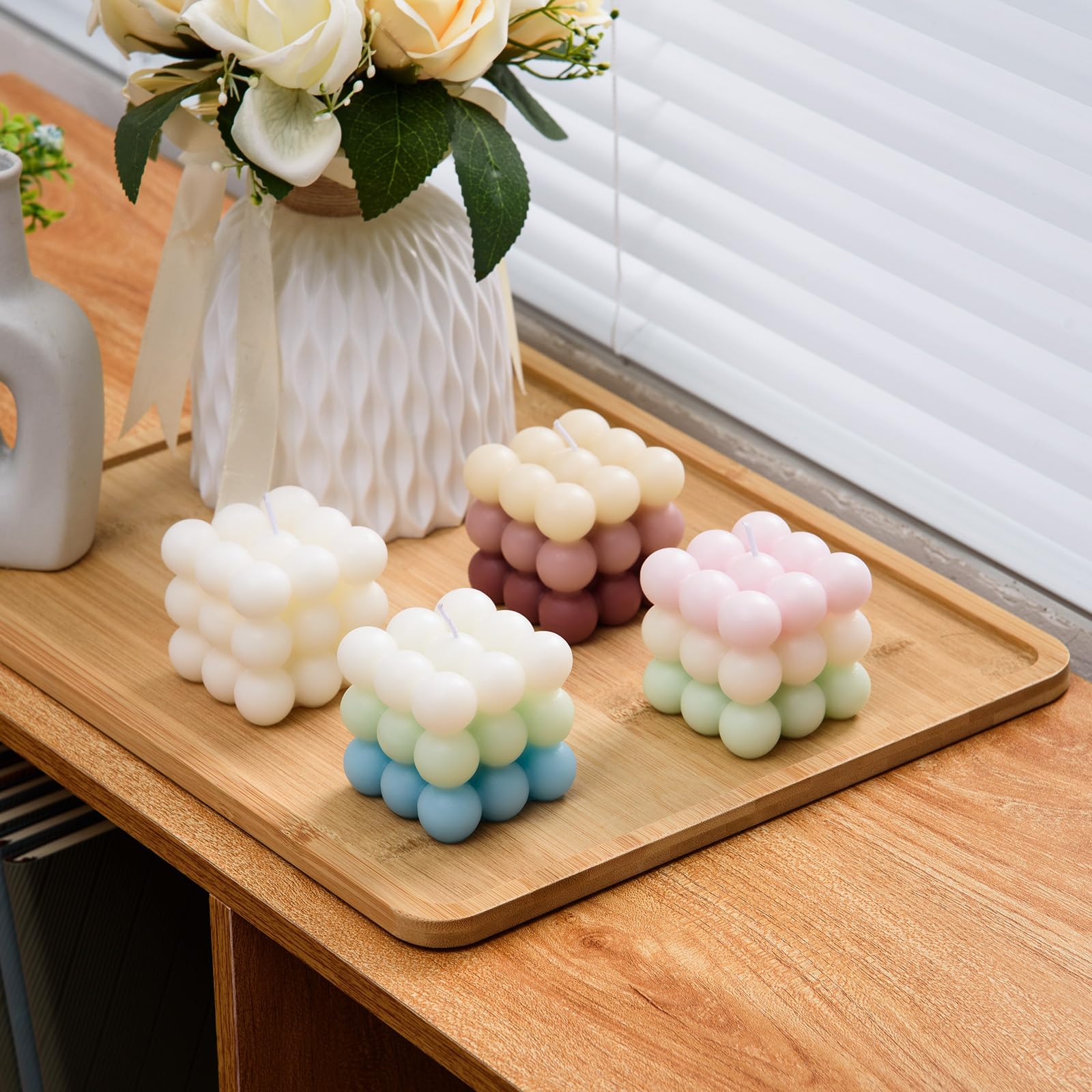 ACITHGL Bubble Candle - Room Decor Soy Candles, Aesthetic Scented Candle, Gift Idea (White+Tri-Color Pink)