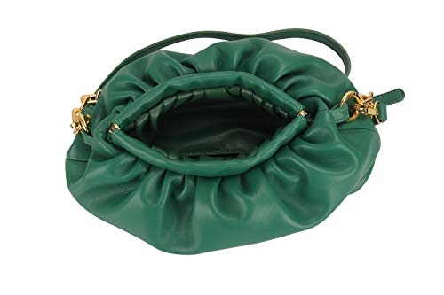 Women's Chain Pouch Bag Cloud-Shaped Dumpling Clutch Purse Ruched Fashion Trendy Shoulder Crossbody Handbag Chain Link Bag (Green)