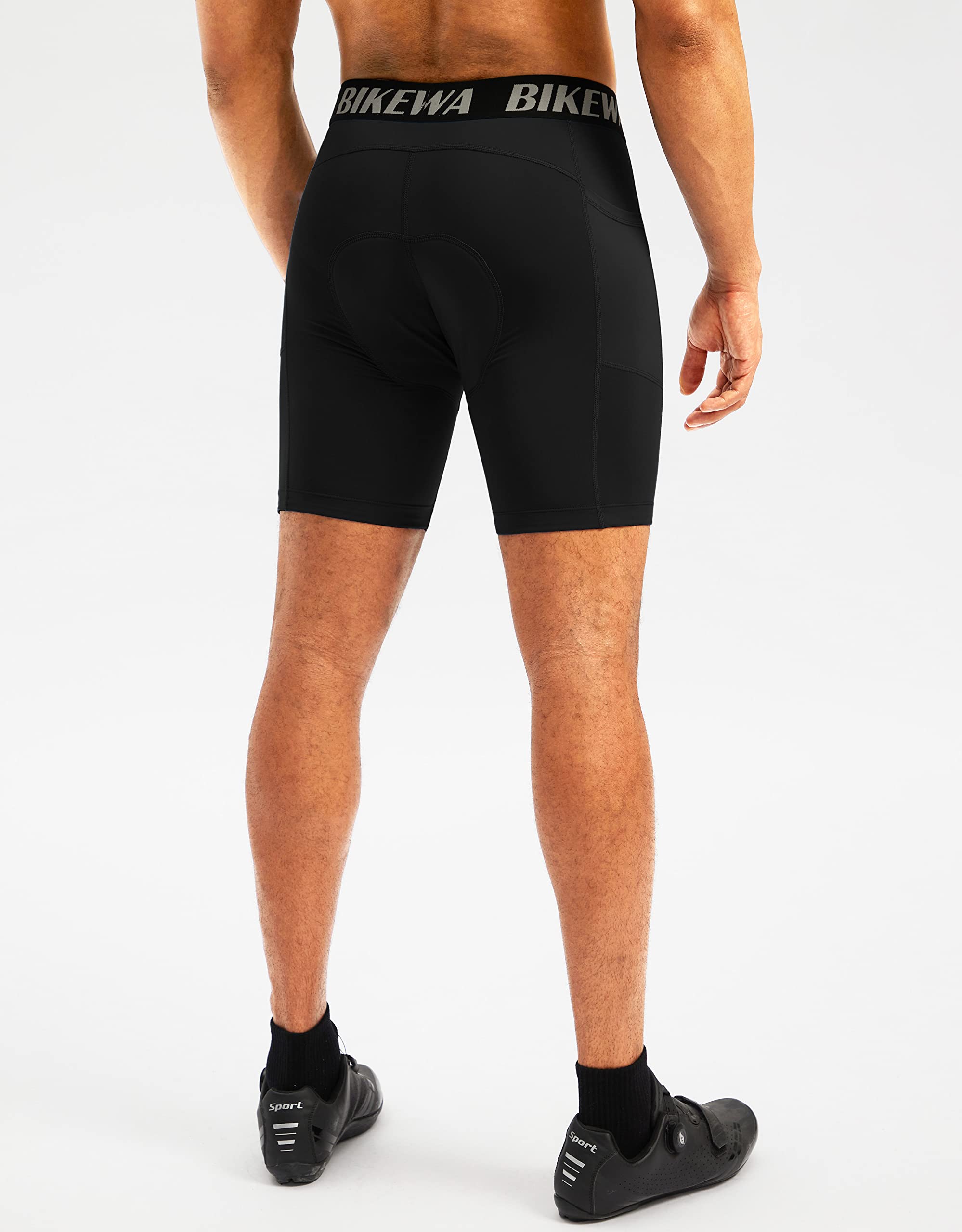 Men's 4D Padded Bike Shorts Cycling Underwear Biking Bicycle Road Riding Cycle Biker Padding Shorts for Men Side Pockets(Black,XL)