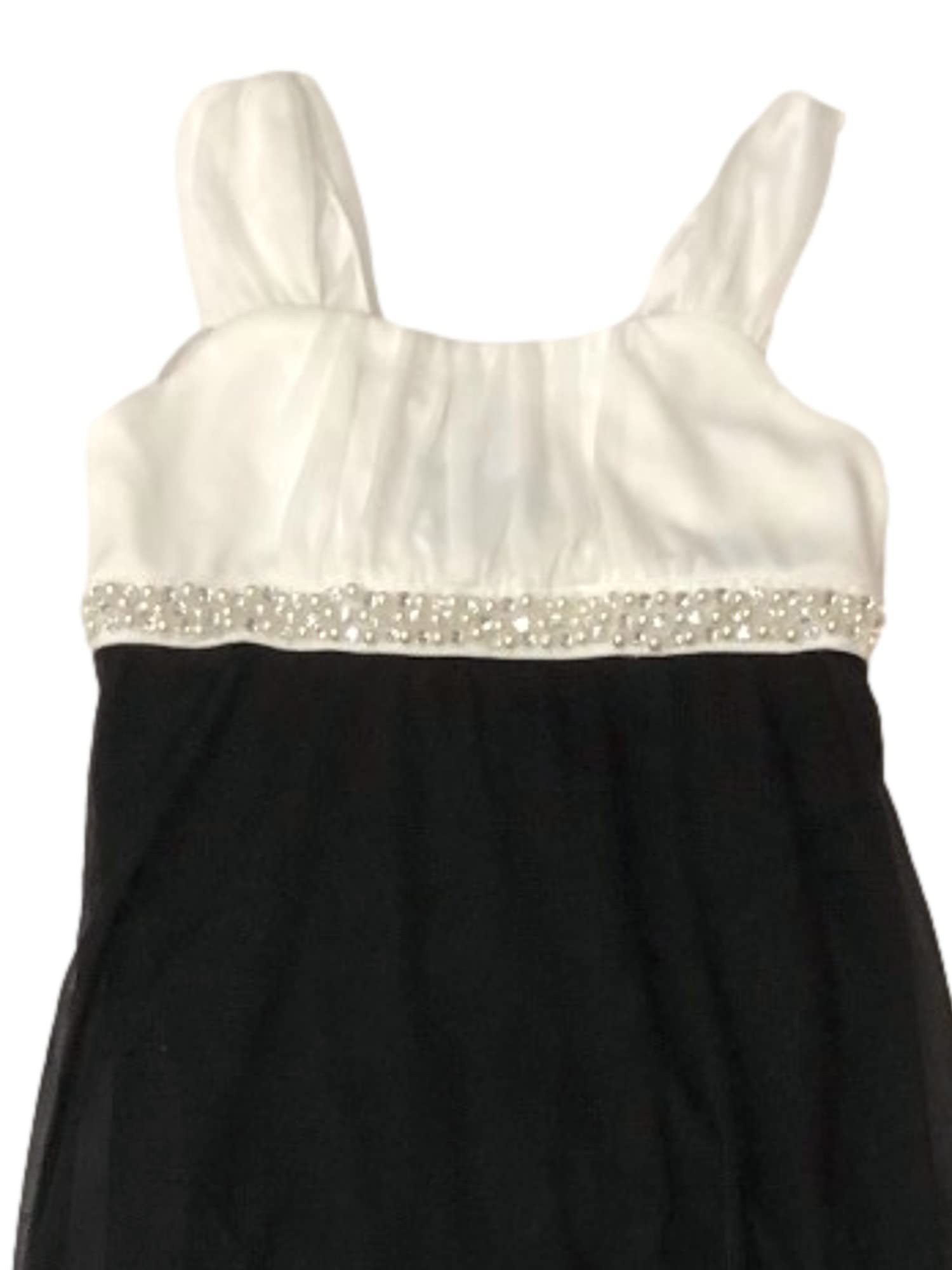 Amy's Closet Girls Black and White Pearl Bling Sparkle Flowy Layered Tie Back Dress 7