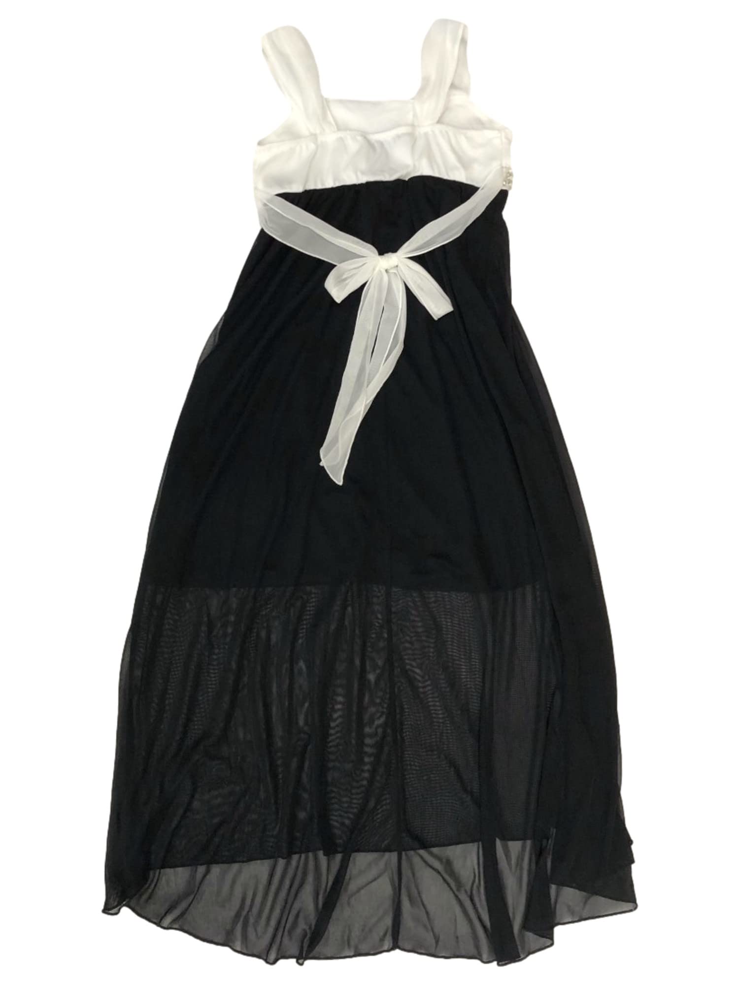 Amy's Closet Girls Black and White Pearl Bling Sparkle Flowy Layered Tie Back Dress 7