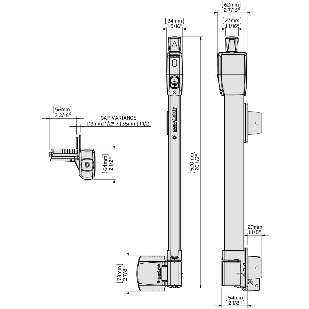 D&D Technologies ML3TPKA MagnaLatch Top Pull, Pool & Child Safety Magnetic Gate Latch and Lock, for Any Square Gate