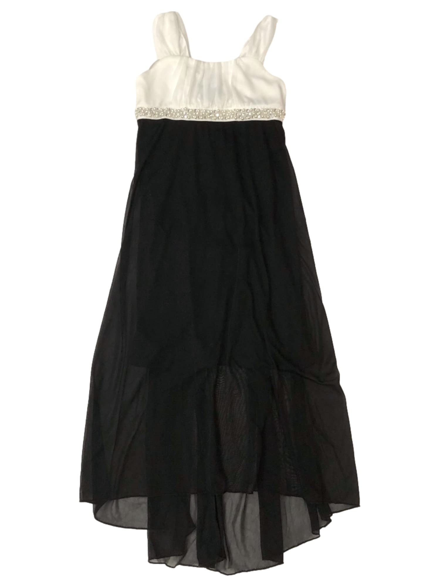 Amy's Closet Girls Black and White Pearl Bling Sparkle Flowy Layered Tie Back Dress 7