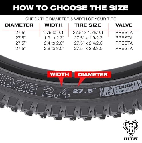 WTB Presta 27.5 Mountain Bike Tube | 27.5 x 1.75-2.1 48mm Valve | Mountain Bike Inner Tube for 27.5 Bikes, Durable While Lightweight