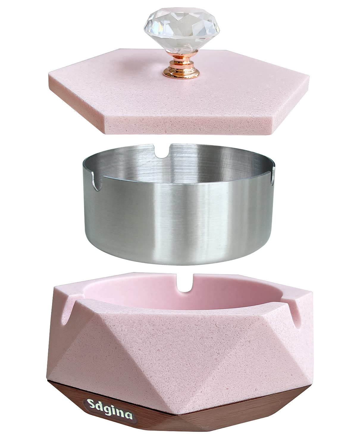 Cute Ashtray for Women, Unique Design Ashtray with Lid and Removable Liner, Easy to Clean, Perfect Pink Ash Trays Indoor, Funny Ashtray Gift for Cigarette Smokers