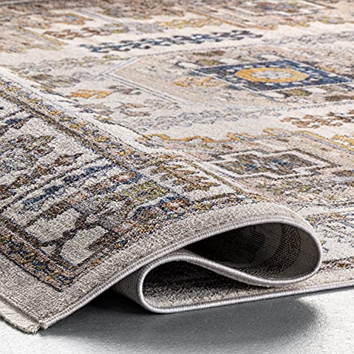 nuLOOM Jocelyn Global Inspired Medallion Fringe Area Rug, 3' x 5', Beige